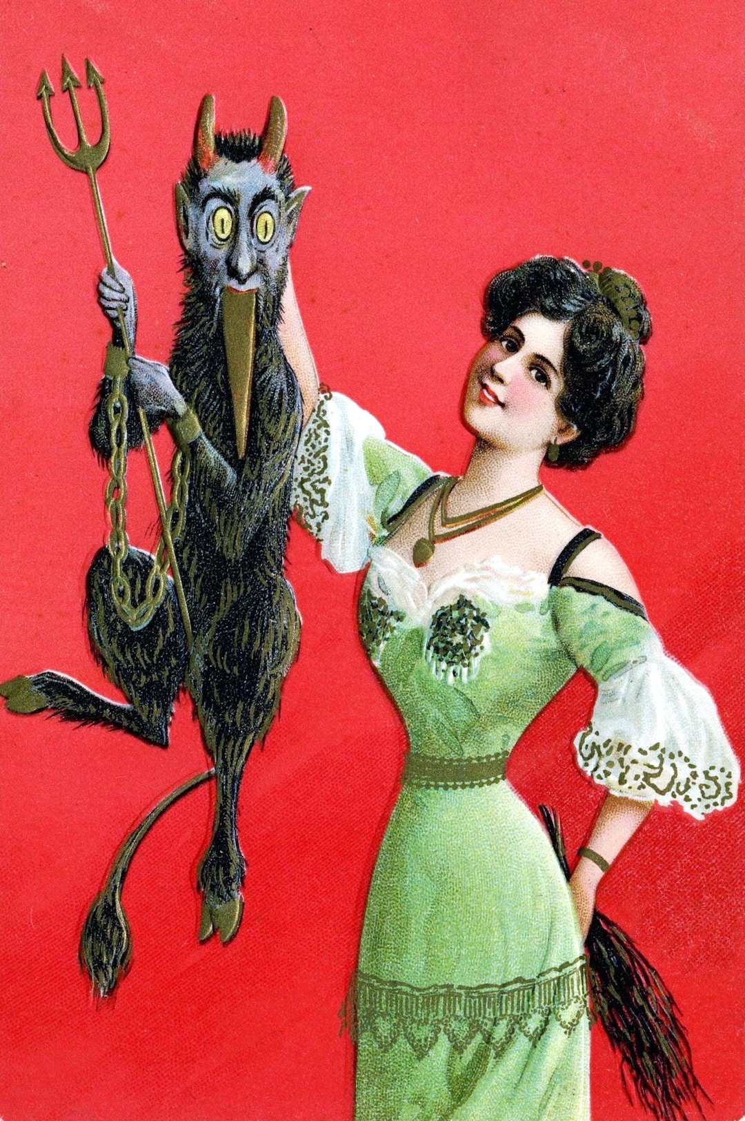 Vintage Krampus Christmas Seasons Greetings Holiday Yule Cards Thank ...