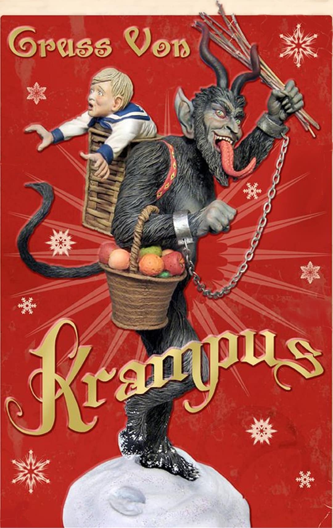Vintage Krampus Christmas Seasons Greetings Holiday Yule Cards Thank ...