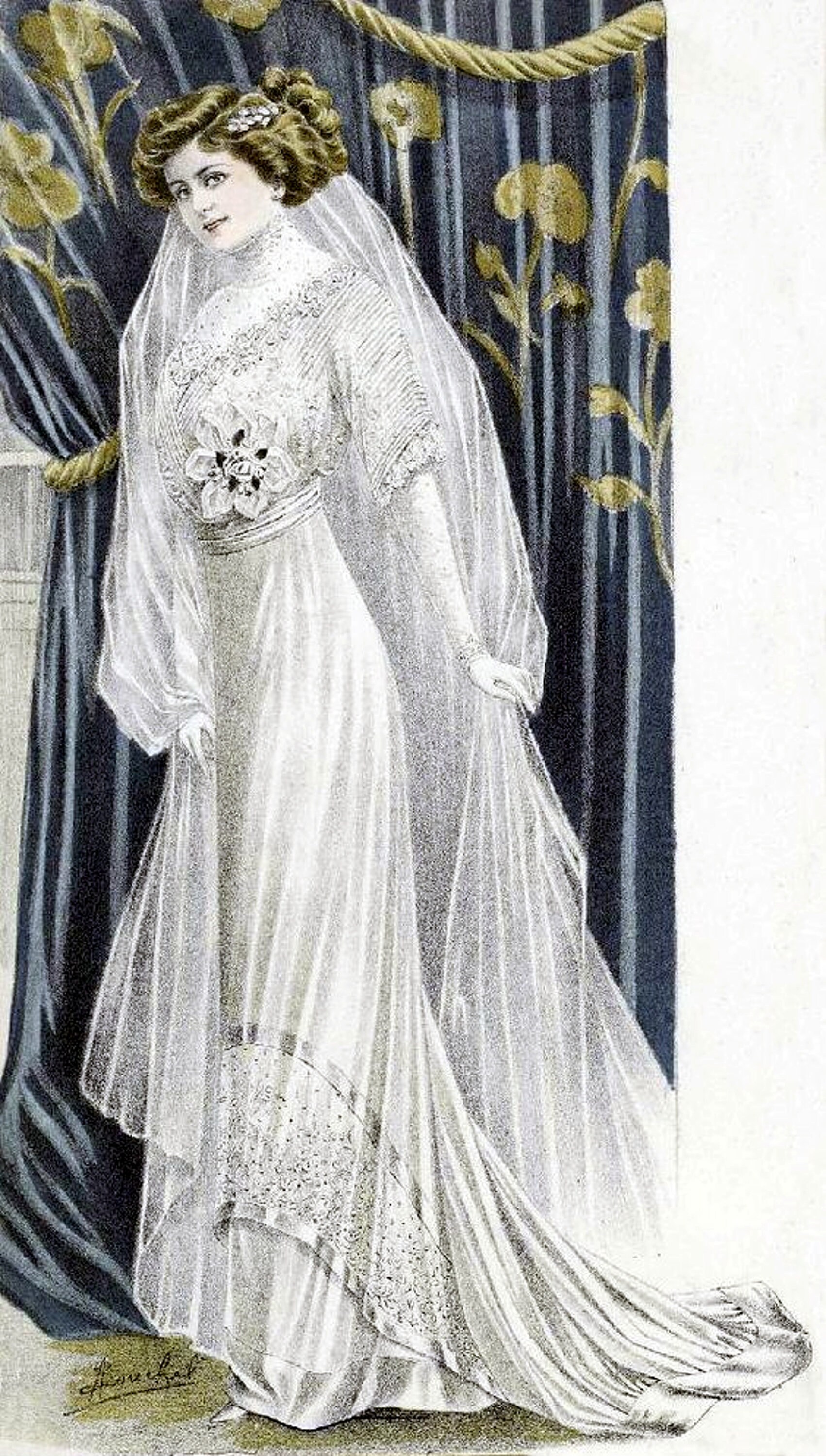 Beautiful 1905 Bridal Gown What the Bride Wore Blank Fashion | Etsy