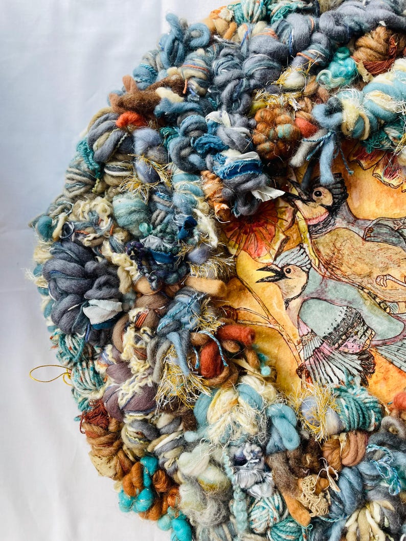 Whimsical Blue Jay Pen Ink Illustration and Natural Watercolor Fine Art ...