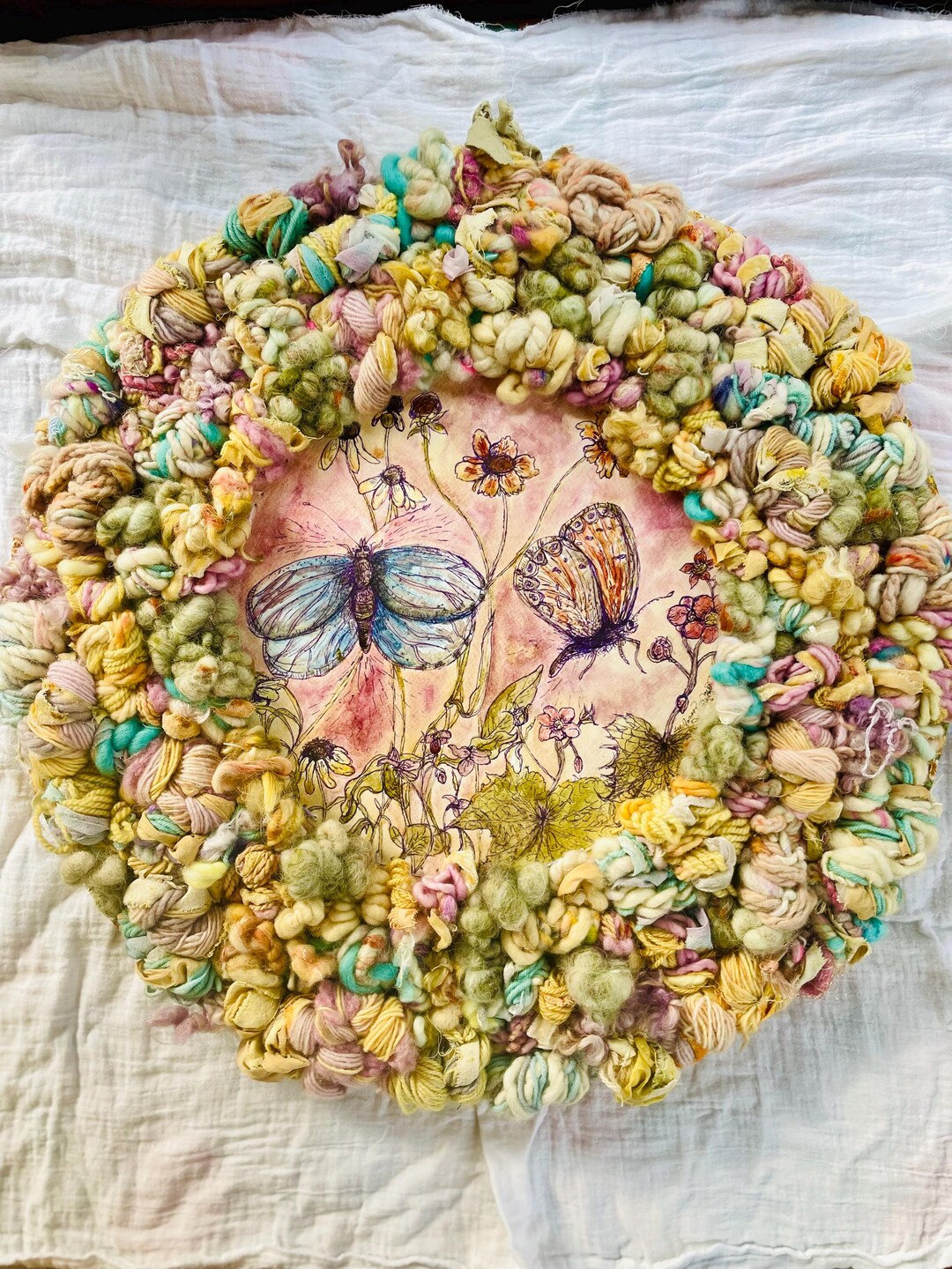 Whimsical Spring Azure Butterflies Pen Ink Illustration and Natural Watercolor Fine Art Painting ...