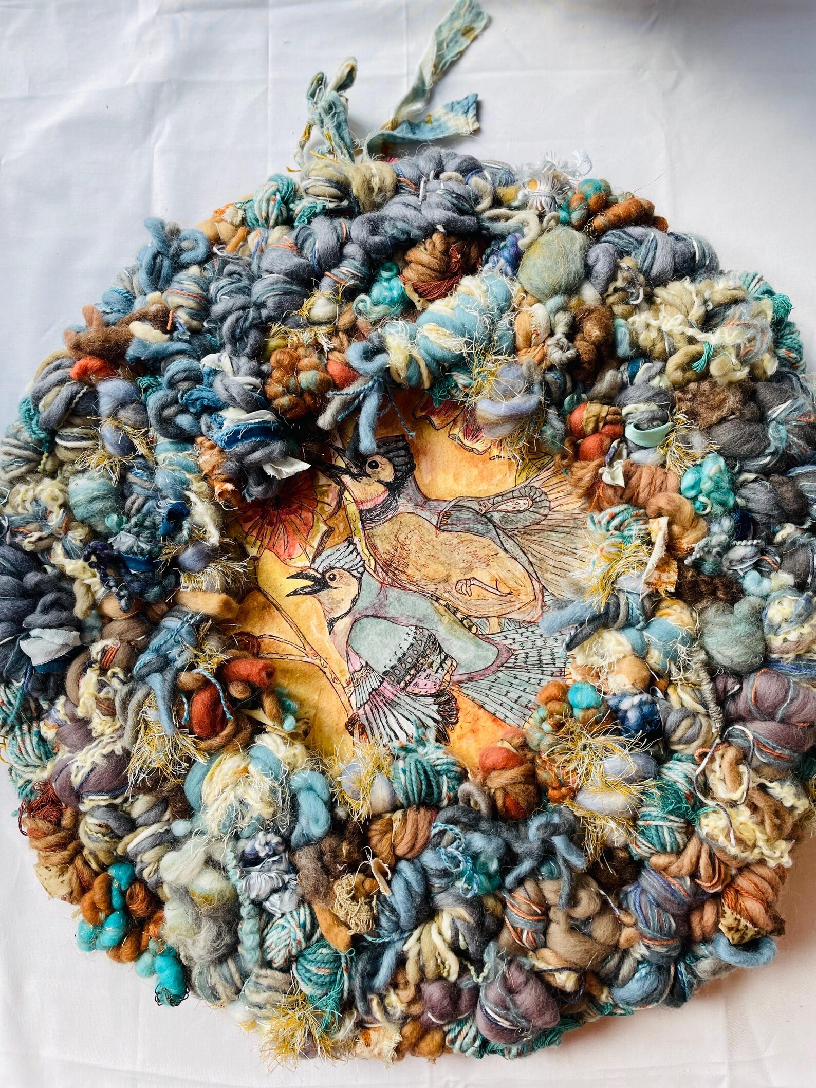 Whimsical Blue Jay Pen Ink Illustration and Natural Watercolor Fine Art ...