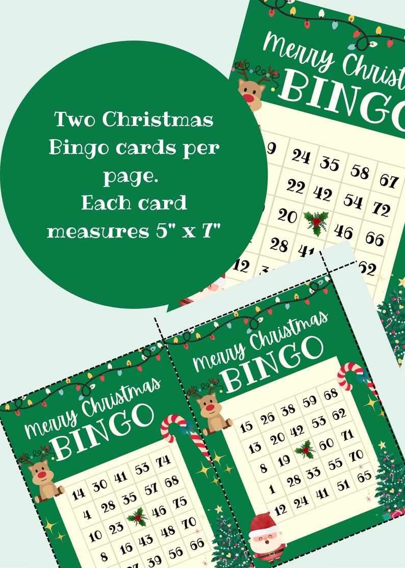 Cute Christmas Bingo Cards, Printable, Christmas Bingo Printable ...