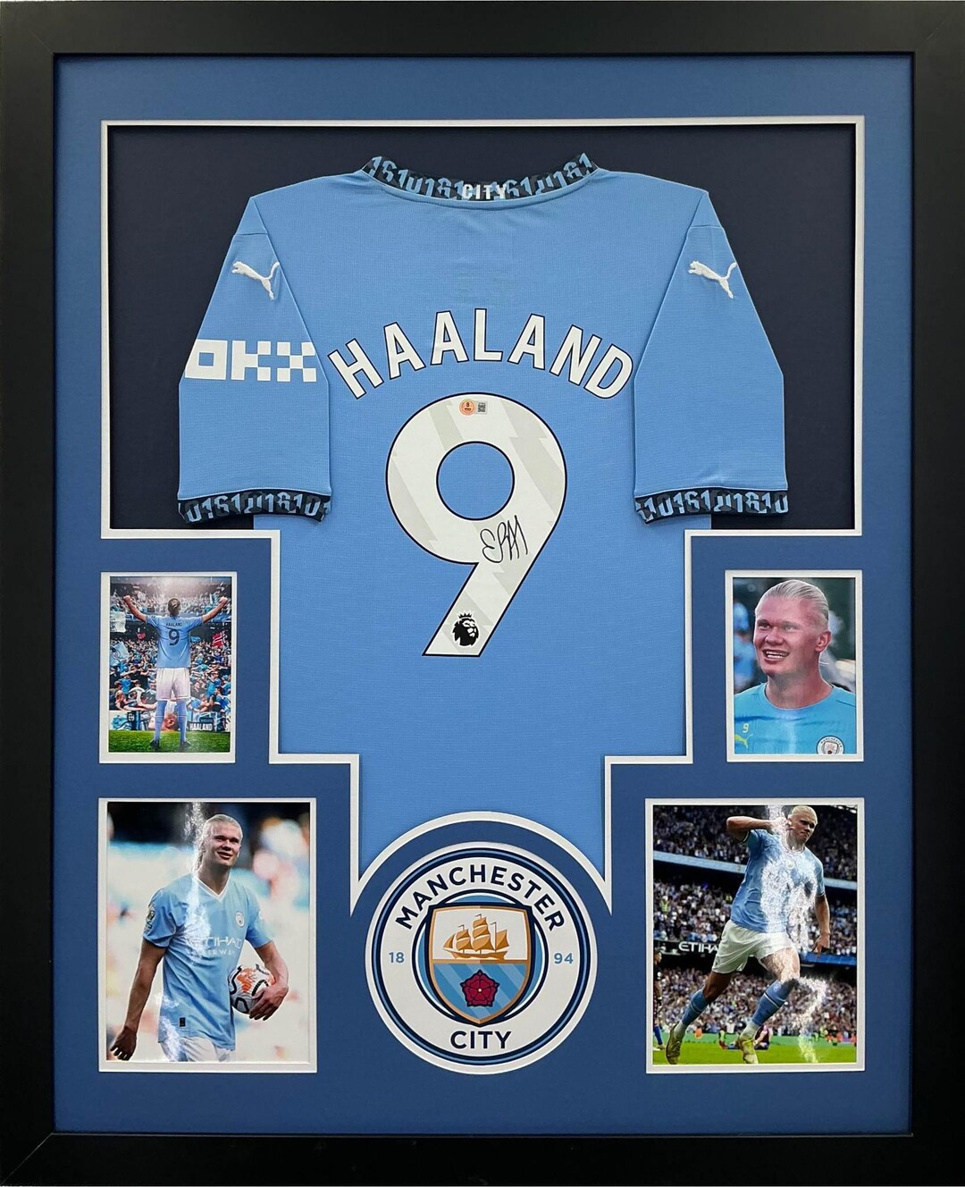 Manchester City Erling Haaland Signed Autographed Jersey Framed Beckett ...