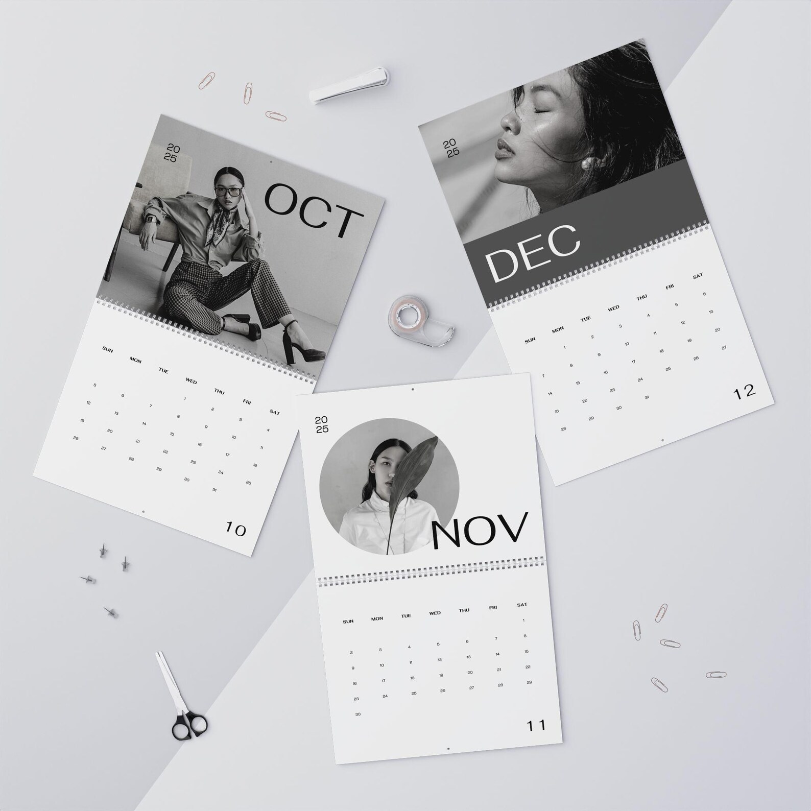 Black and White Photography 2025 Wall Calendar - Minimalist Calendar ...