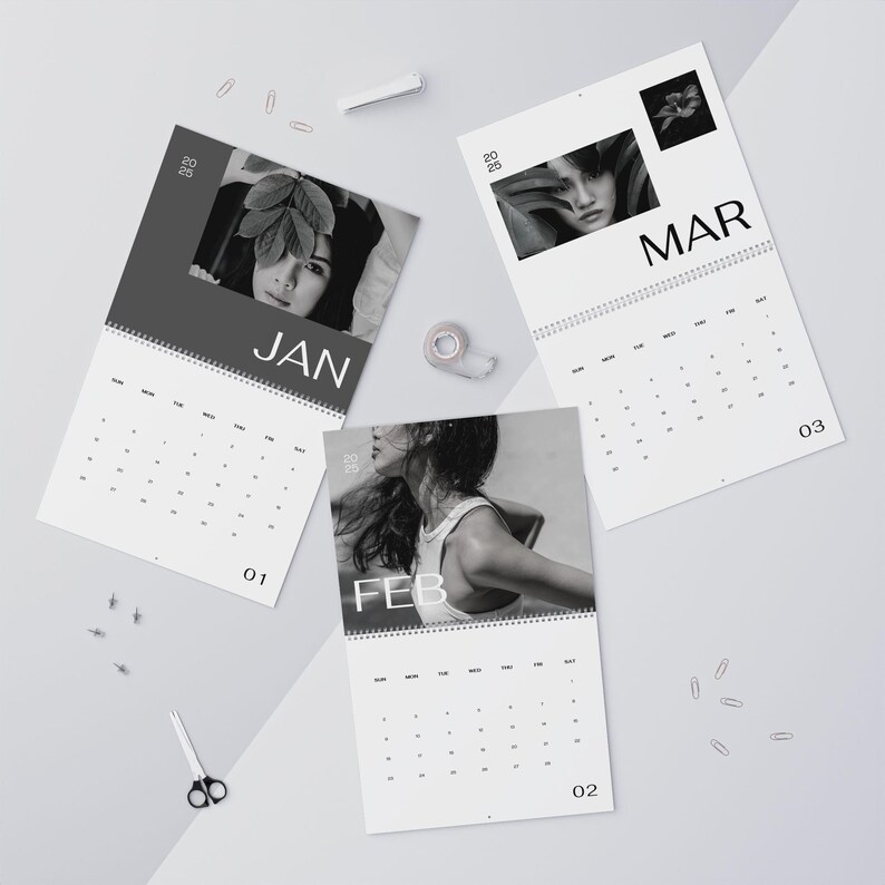 Black and White Photography 2025 Wall Calendar - Minimalist Calendar ...