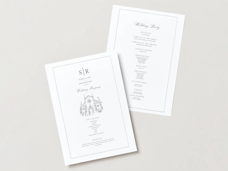 Minimalist Wedding Program Template, Wedding Ceremony Program, Order of ...