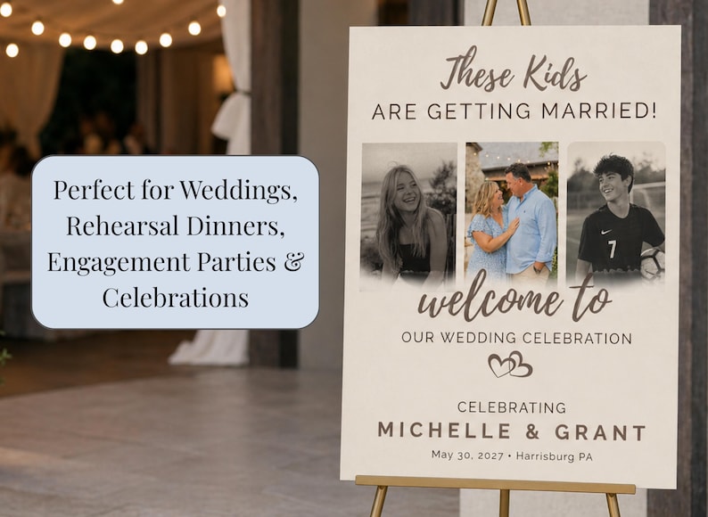 These Kids Are Getting Married Wedding Sign Template, Editable Photos ...