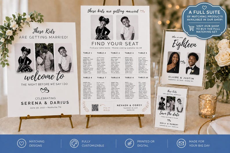 These Kids Are Getting Married Wedding Sign Template, Editable Photos ...
