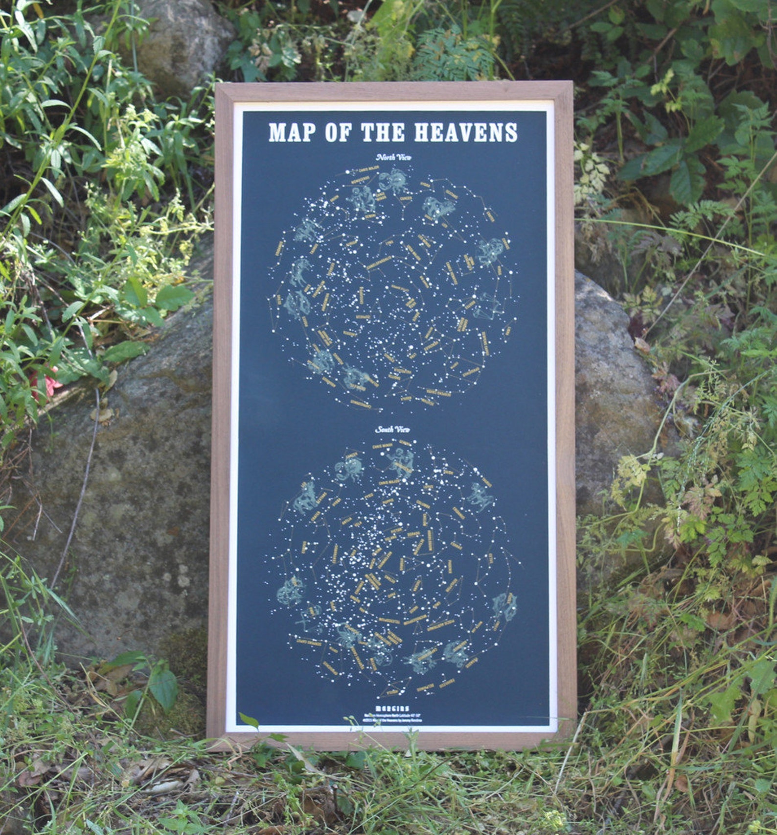 FRAMED Map of the Heavens 3 COLOR Silkscreen Print - Etsy