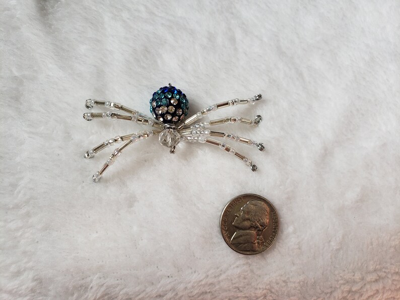 Ombre Disco Ball Beaded Spider Ornament Charm Blue White Clear - Etsy