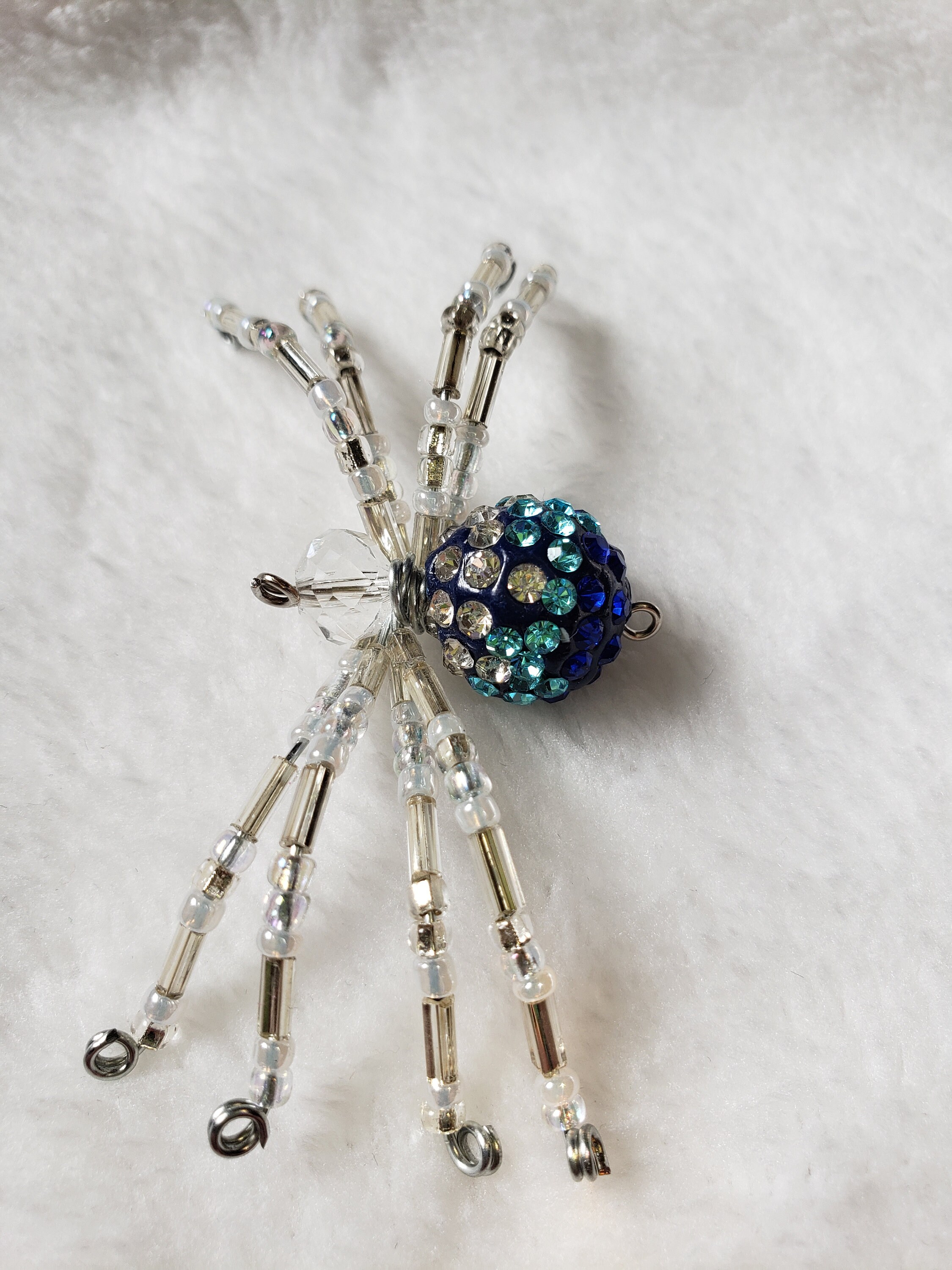 Ombre Disco Ball Beaded Spider Ornament Charm Blue White Clear - Etsy