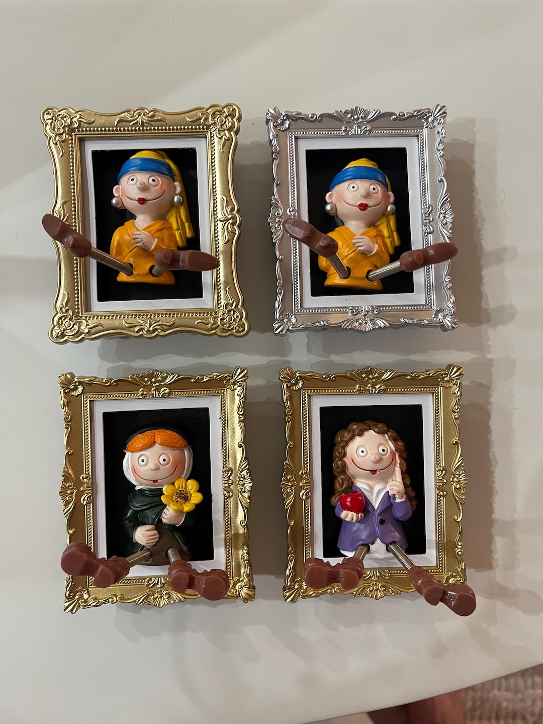 Funny Art Magnet With Springy Leg - Girl With Pearl, Van Gogh, Newton ...