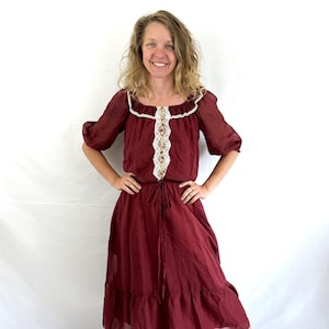 Vintage 1970s Red Prairie Dress by Roberta - Size 11 - Etsy