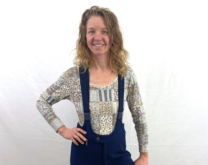 Vintage 80s 90s Descente Blue Winter Snow Ski Overalls Bibs Snowsuit ...