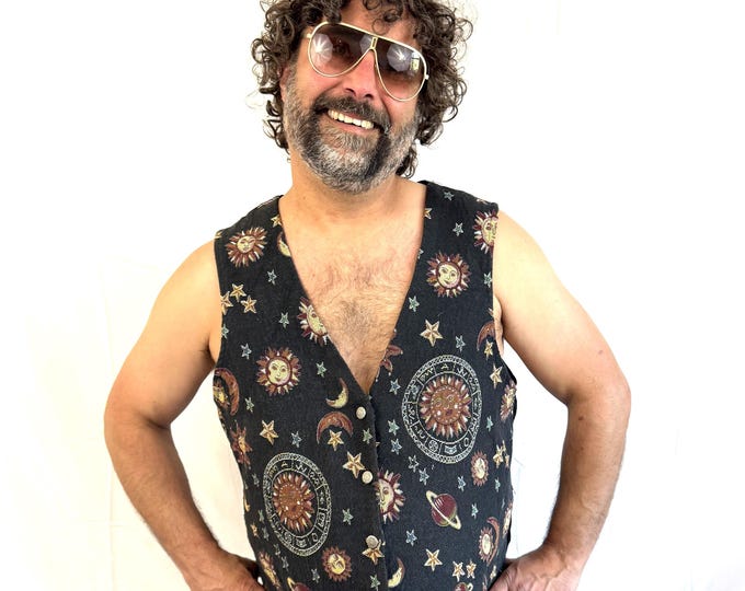 Vintage 1990s 90s Celestial Sun Moon Stars Vest - Etsy