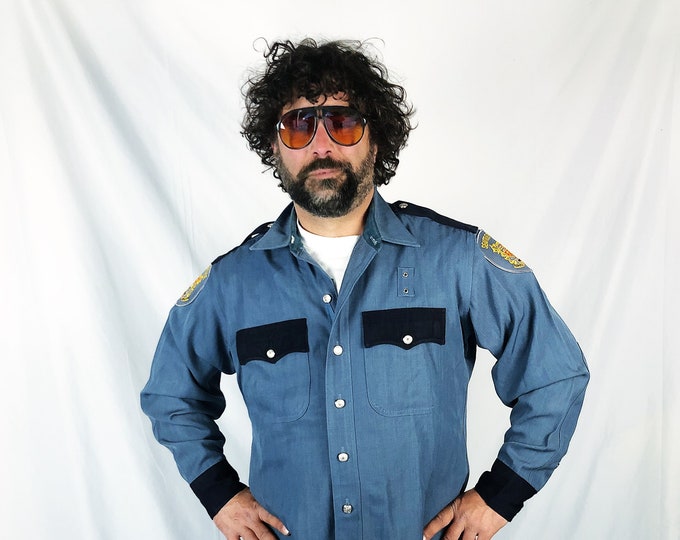 Vintage 1970s 70s Seattle Police Cop Uniform Super Trooper Zip up ...