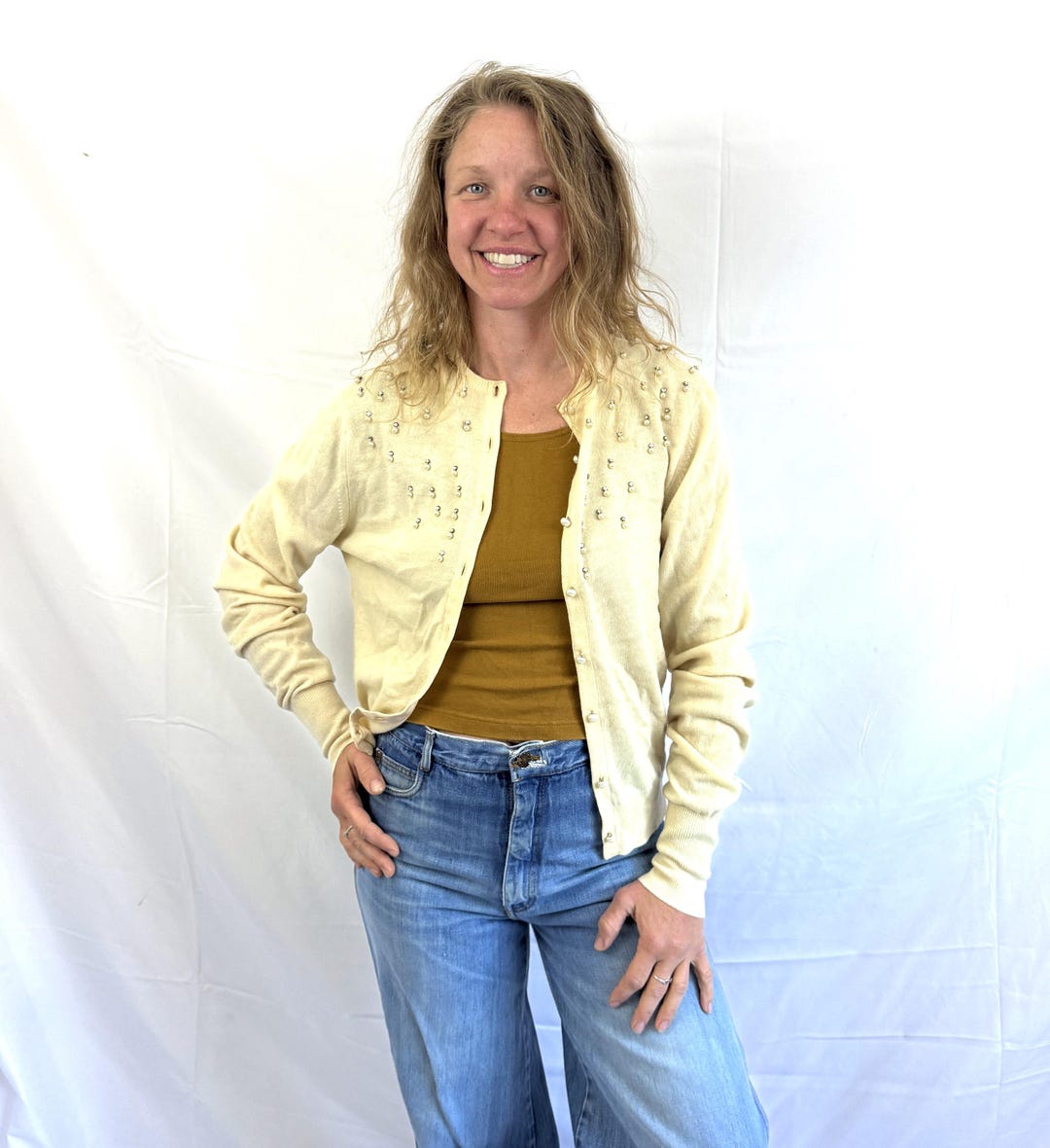 Vintage 1950s 50s Braemar Pure Cashmere Rhinestone Pearl Cardigan ...