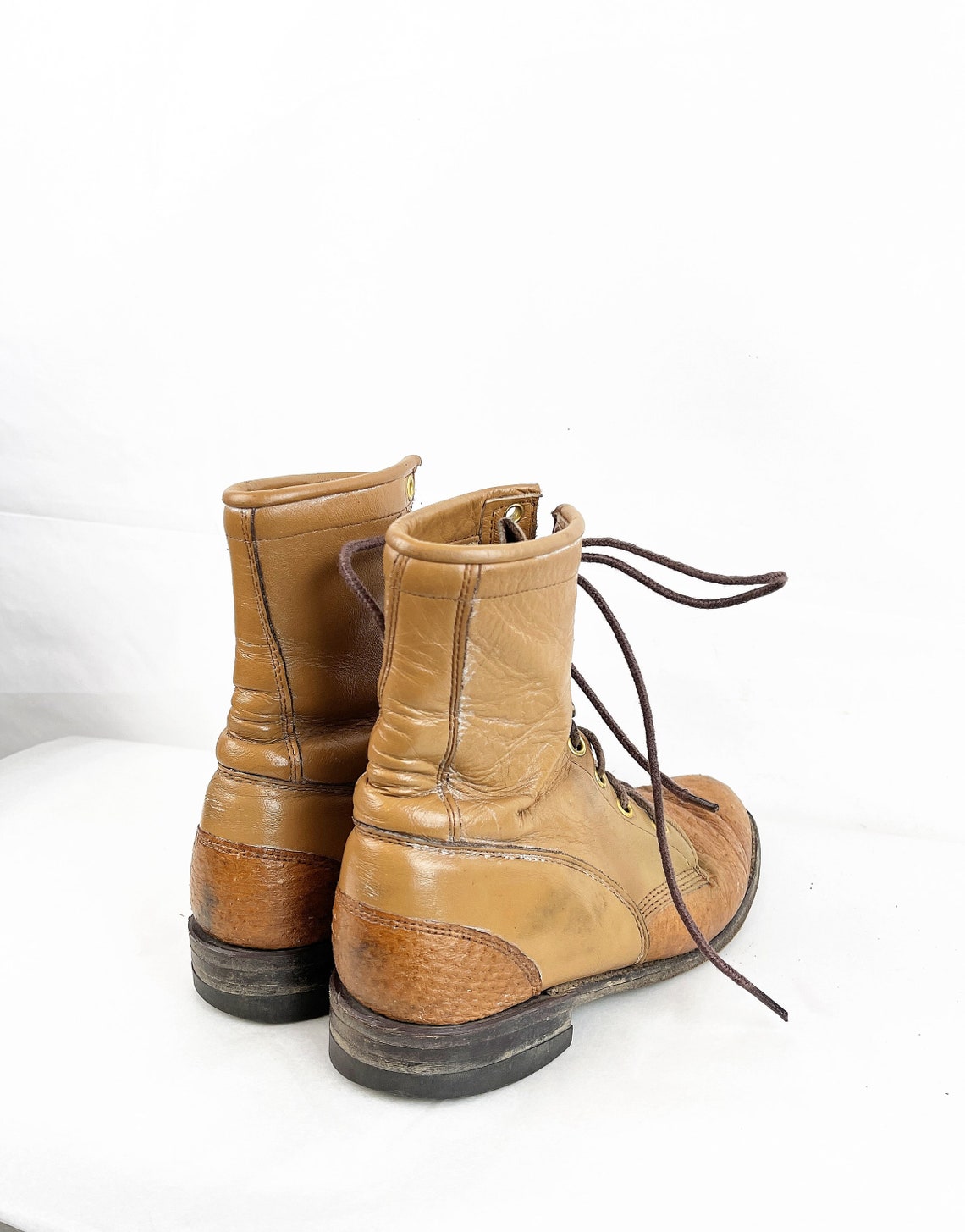 Vintage Justin Two Tone Brown Lace Leather Lacer Boots Size - Etsy