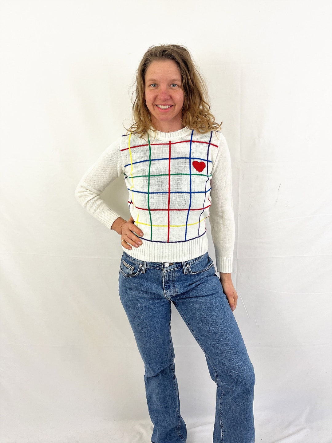 Best Vintage 80s 1980s Love Heart Knit Sweater by Eclipse Los Angeles ...