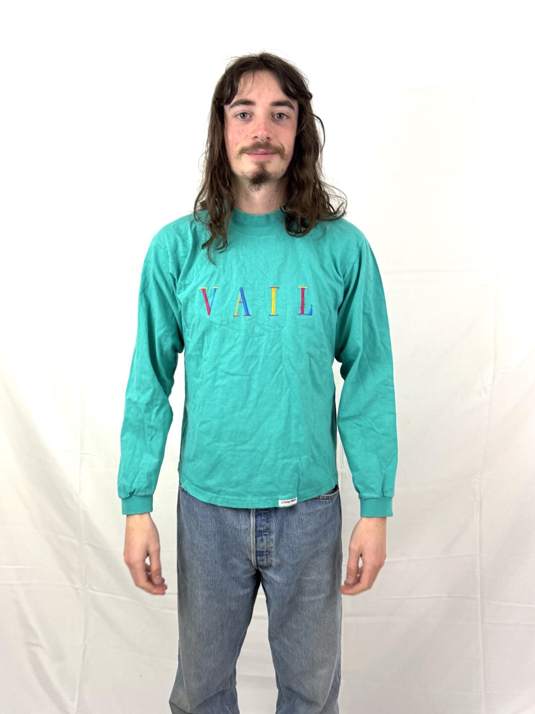 Vintage Vail Colorado Ski T-shirt - 90s Green Long Sleeve Tee - Etsy