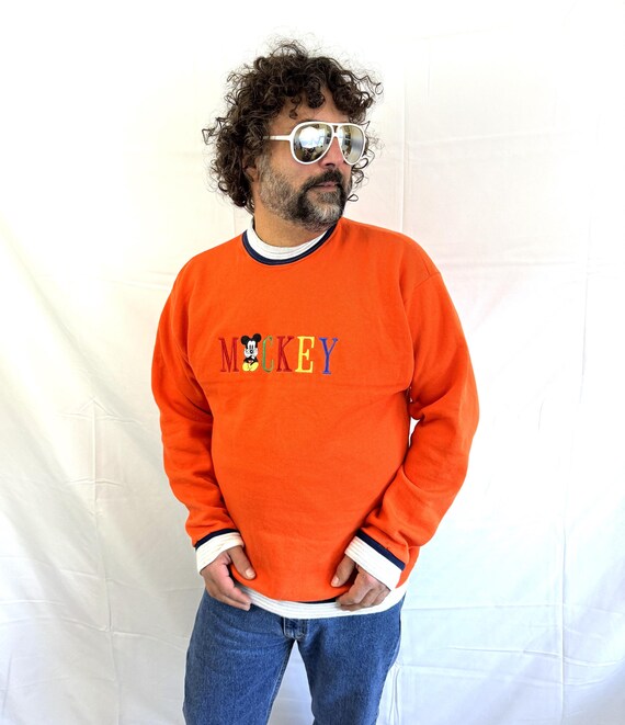 Rare Vintage 80s 90s Orange Mickey Mouse Disney Embro… - Gem