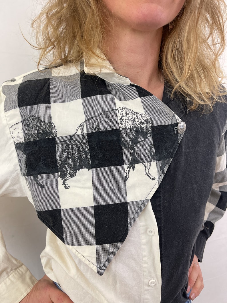 Vintage Southwest 1990s 90s Western Buffalo Button up Shirt Top Blouse ...