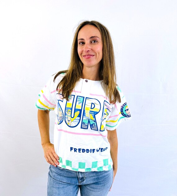 Vintage 80s 1980s FUN Boxy Surfer Surf Tee Shirt Tshi… - Gem