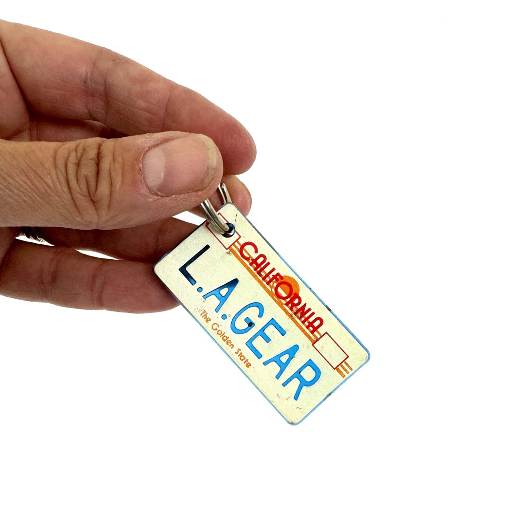 Vintage 80s 1980s LA Gear License Plate Tag California Retro Keychain ...