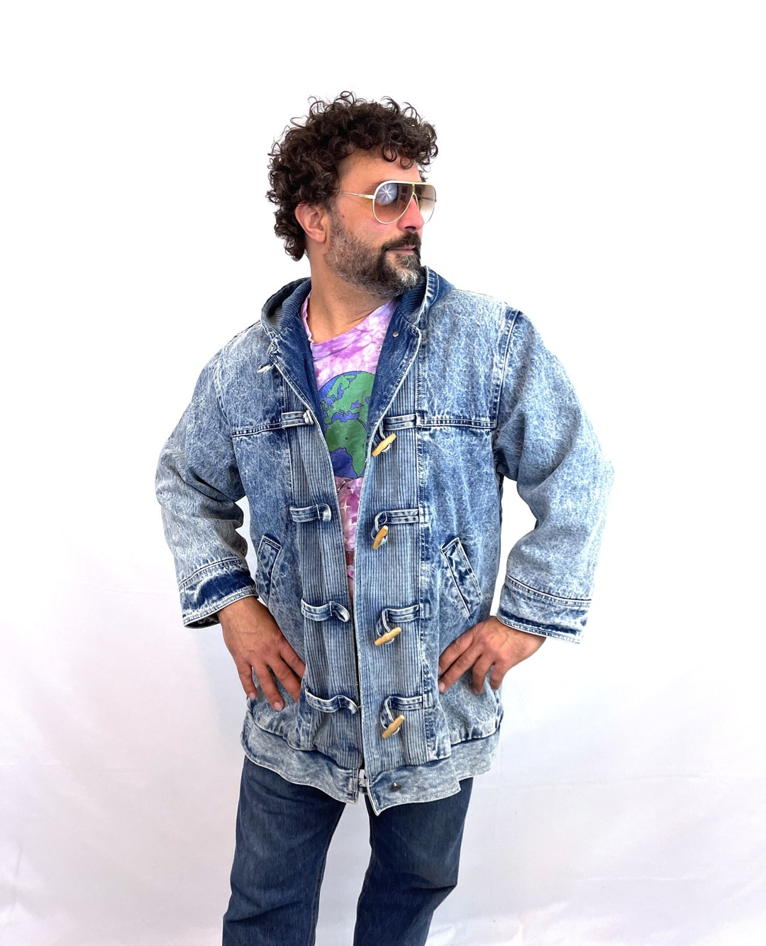 Vintage 80s 1980s Acid Wash Long Winter Hooded Jacket Coat - Etsy