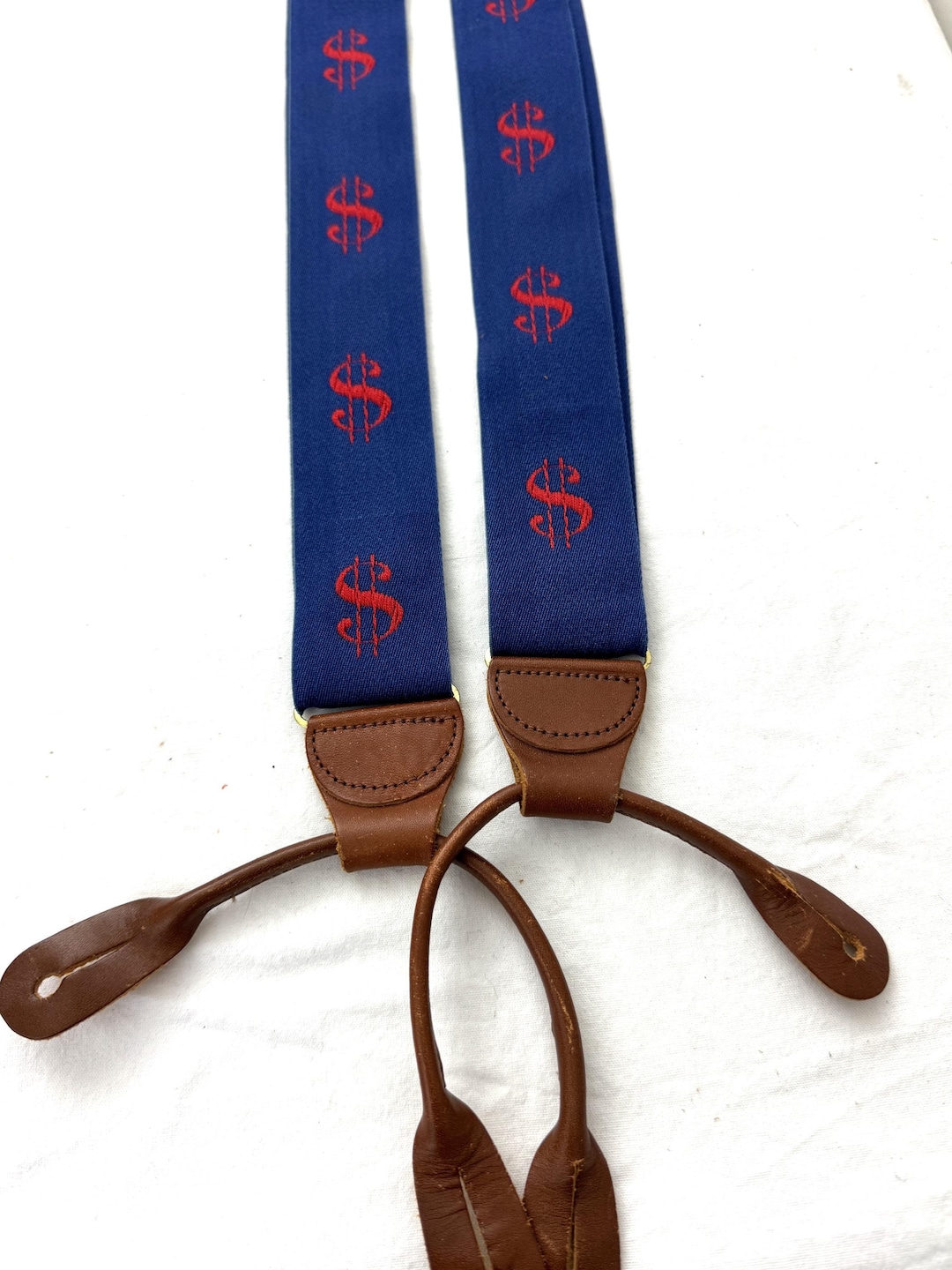 Vintage Dooney & Bourke Money Dollar Sign Leather Suspenders Braces ...