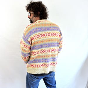 Vintage 1990s 90s Knit Geometric Southwest Cotton Linen Sweater - Etsy