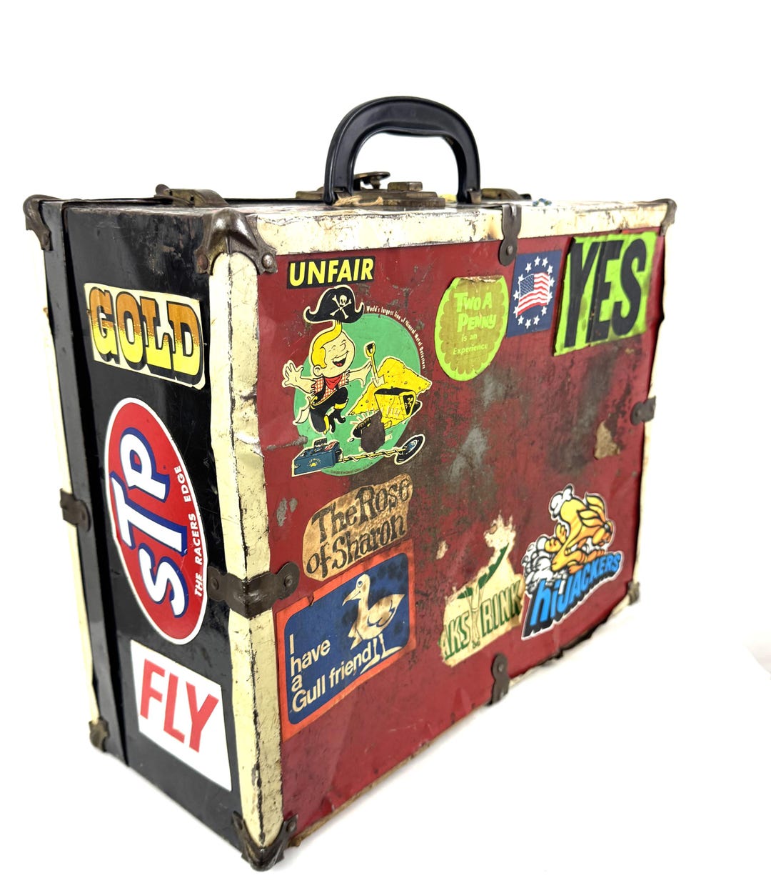 Vintage 1950s 50s Distressed Metal Black Roller Skate Case With ...