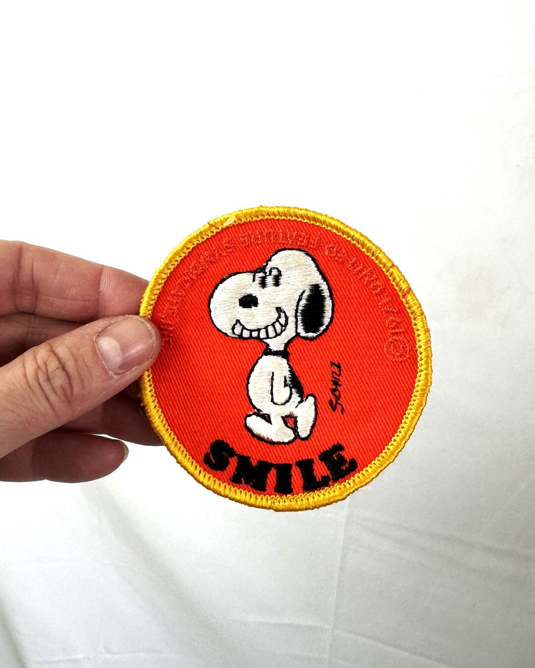 Vintage Snoopy Smile Peanuts Cartoon Sew on 3 Circular Patch - Etsy