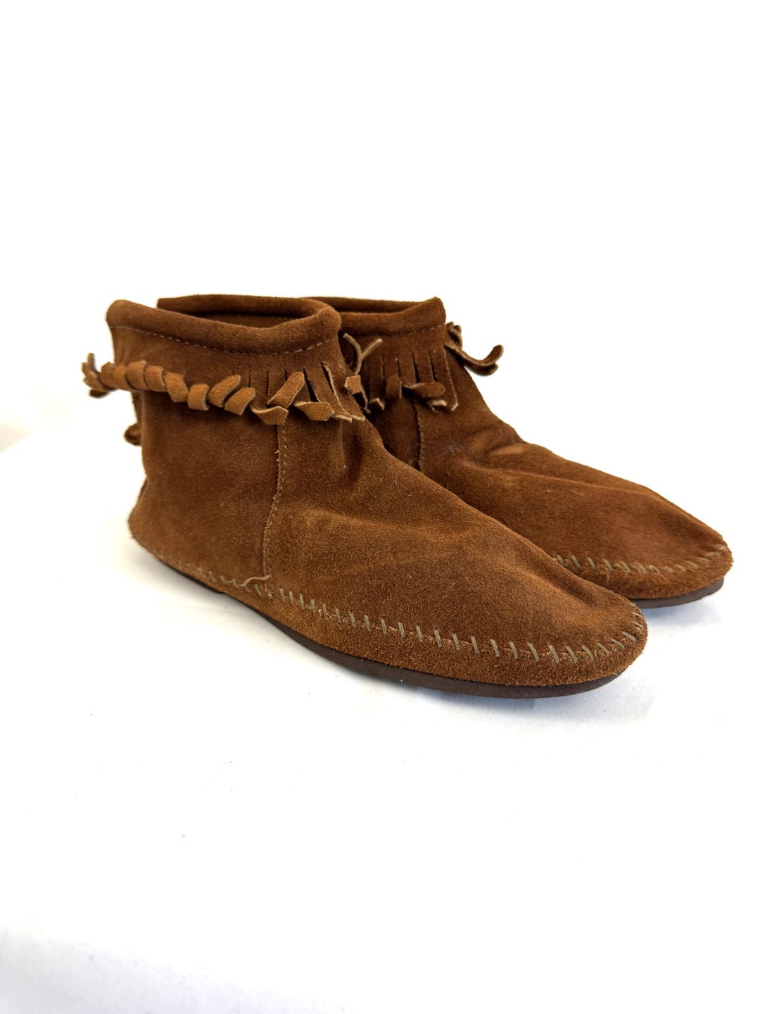 Vintage Minnetonka Moccasins Mocs Suede Fringe Zip Back - Size 7 1/2 - Etsy