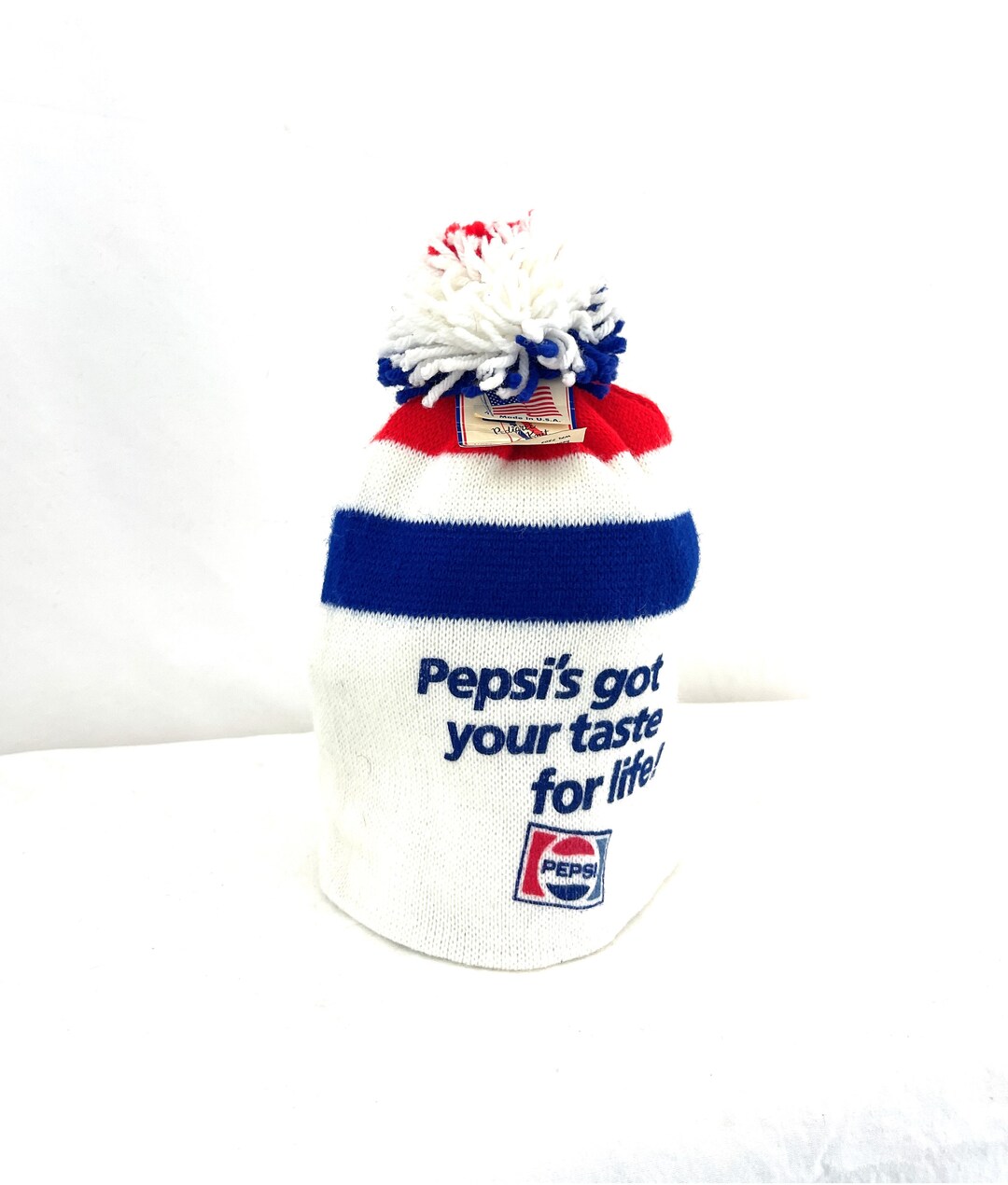 Vintage 1970s 70s Knit Winter Hat - Pepsi Your Taste for Life - Etsy