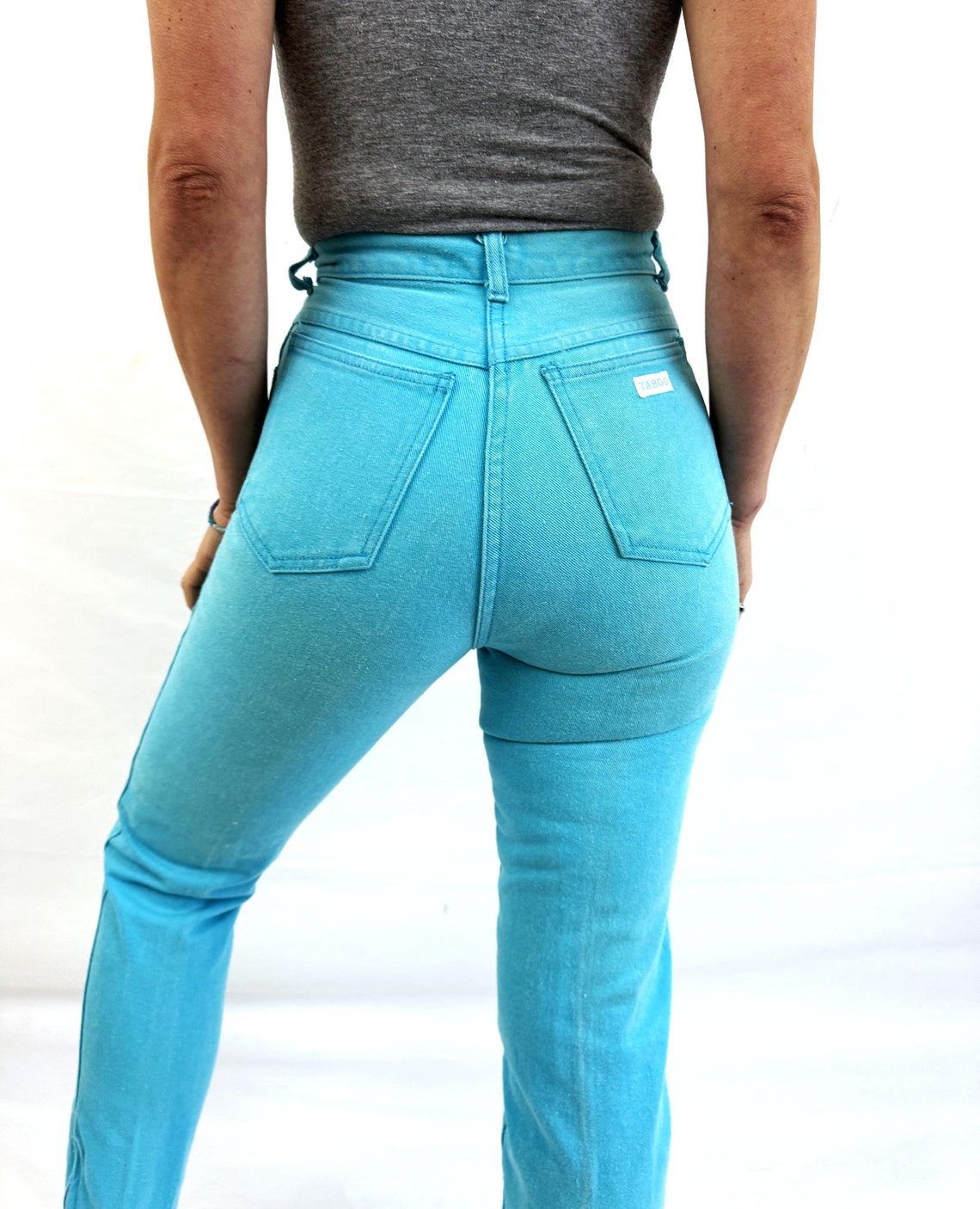 Vintage 80s 1980s Teal Blue Denim Jeans - by Taboo - Etsy