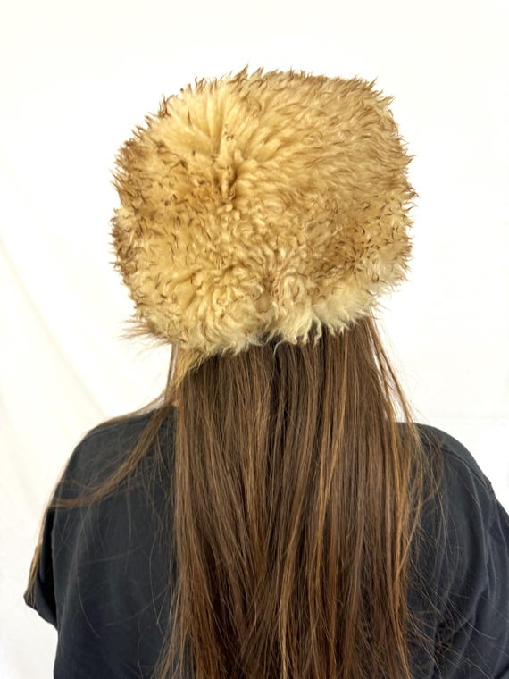 Vintage Sheep Poof Shearling Winter Sheepskin Hat - Gem