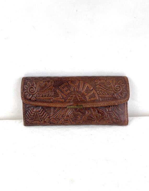 vintage leather mexican clutch - Gem