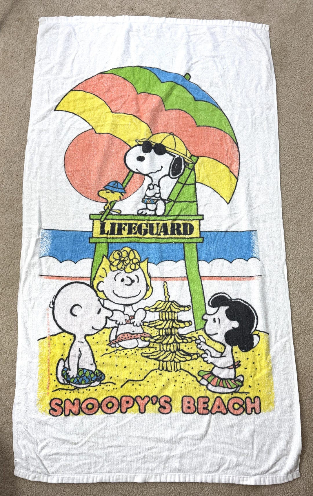 Vintage 80s 1980s Peanuts Snoopy’s Beach Lifeguard Beach Towel - Etsy