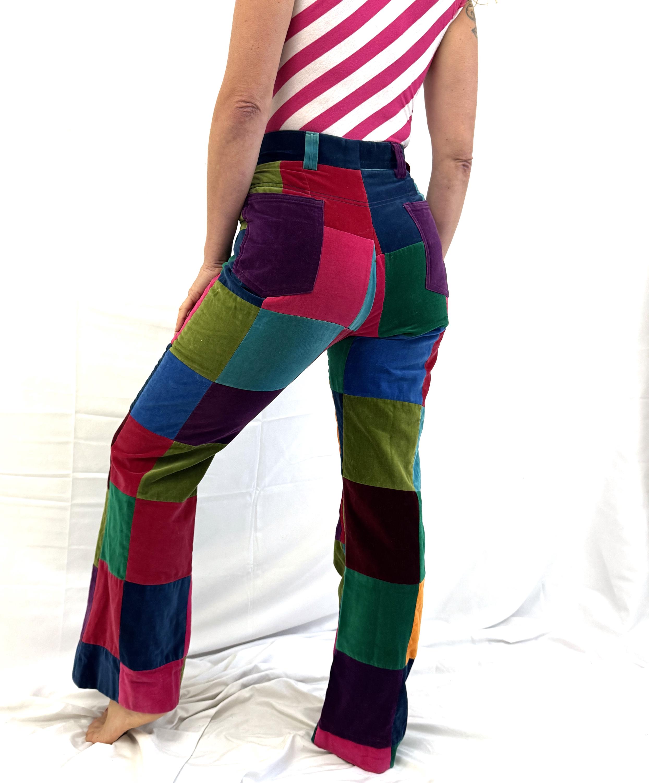 Vintage 1970s Velvet Patchwork Bell Bottoms Pants - Etsy