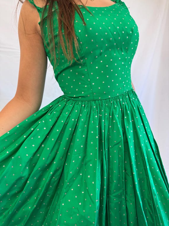 Vintage 50s 1950s Green WOW Emma Domb Ballgown Shimme… - Gem
