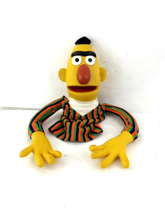 Vintage 70s 1970s RARE Sesame Street Bert Hand Puppet… - Gem