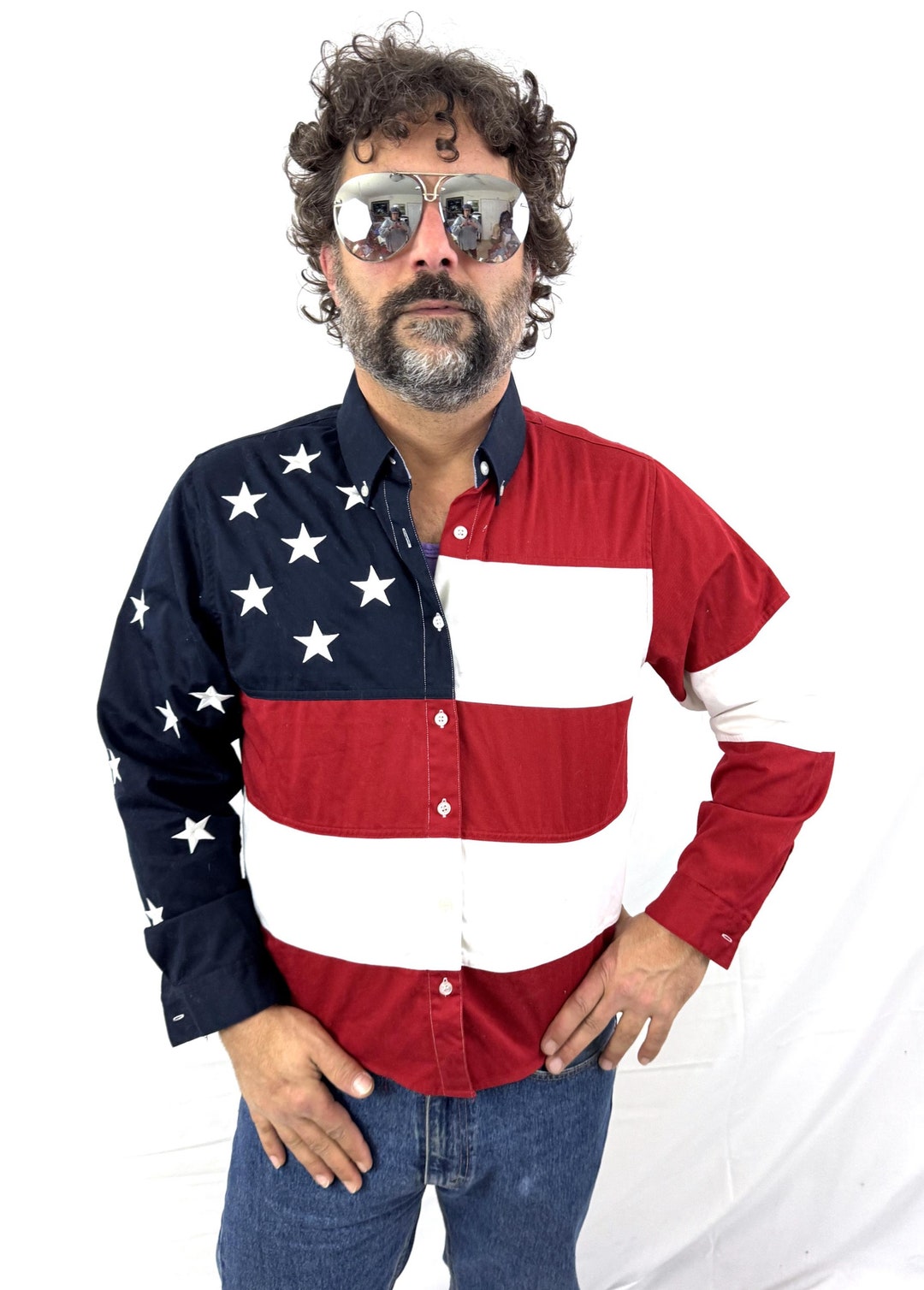 Vintage 90s 1990s Panhandle Slim USA Flag Star Stripes July 4 Western ...