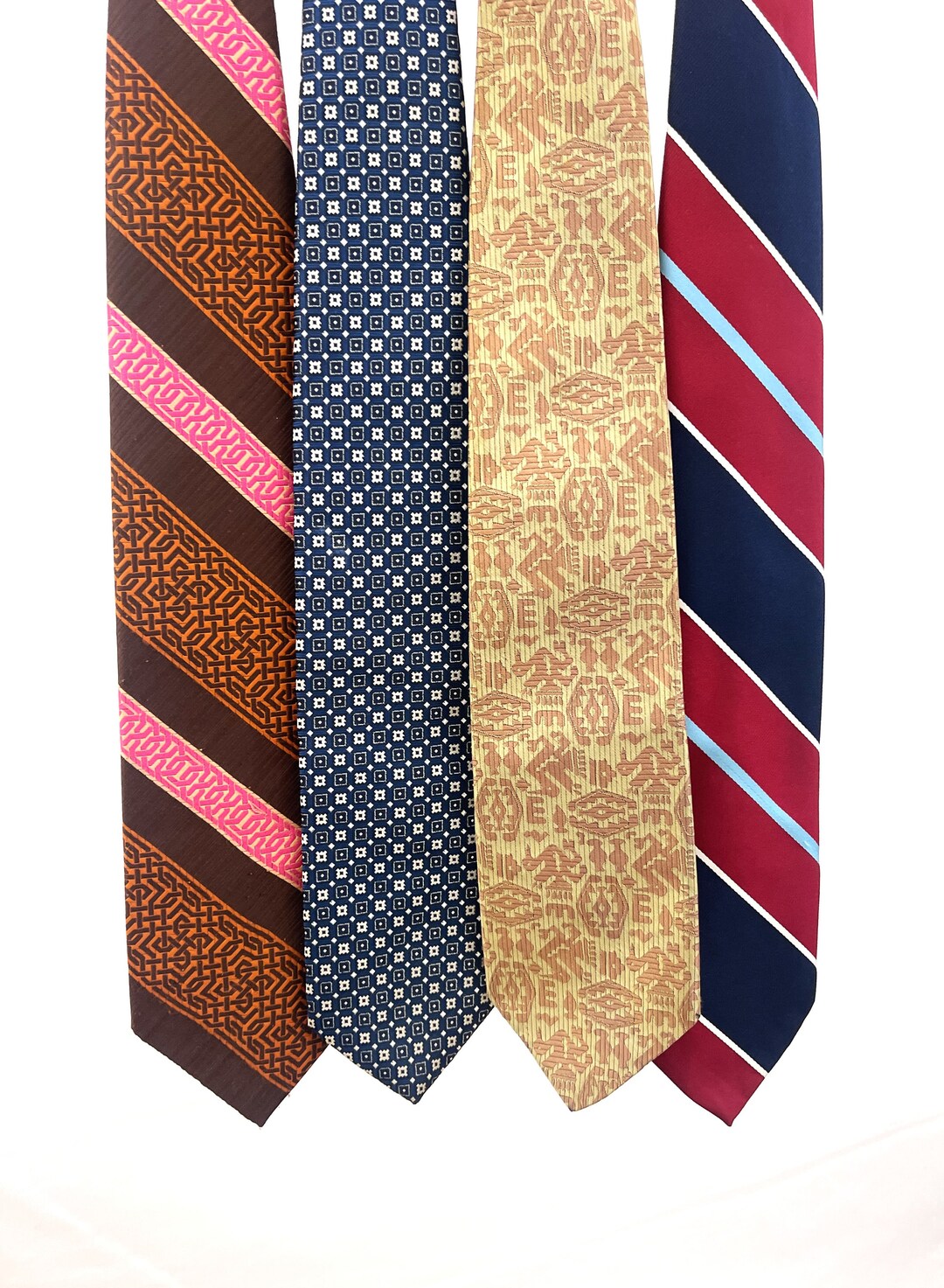Lot of 4 1970s 70s Wide Men's Vintage Polyester FUN Neck Ties Neckties ...