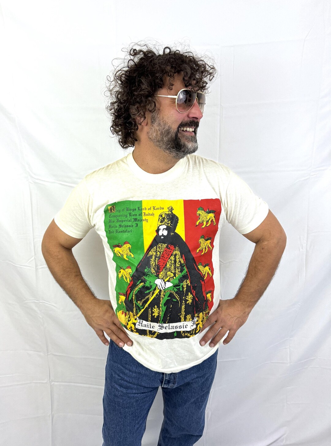 Vintage 1980s 80s RARE Haile Selassie Jah Rastafari Jamaica Red Gold ...