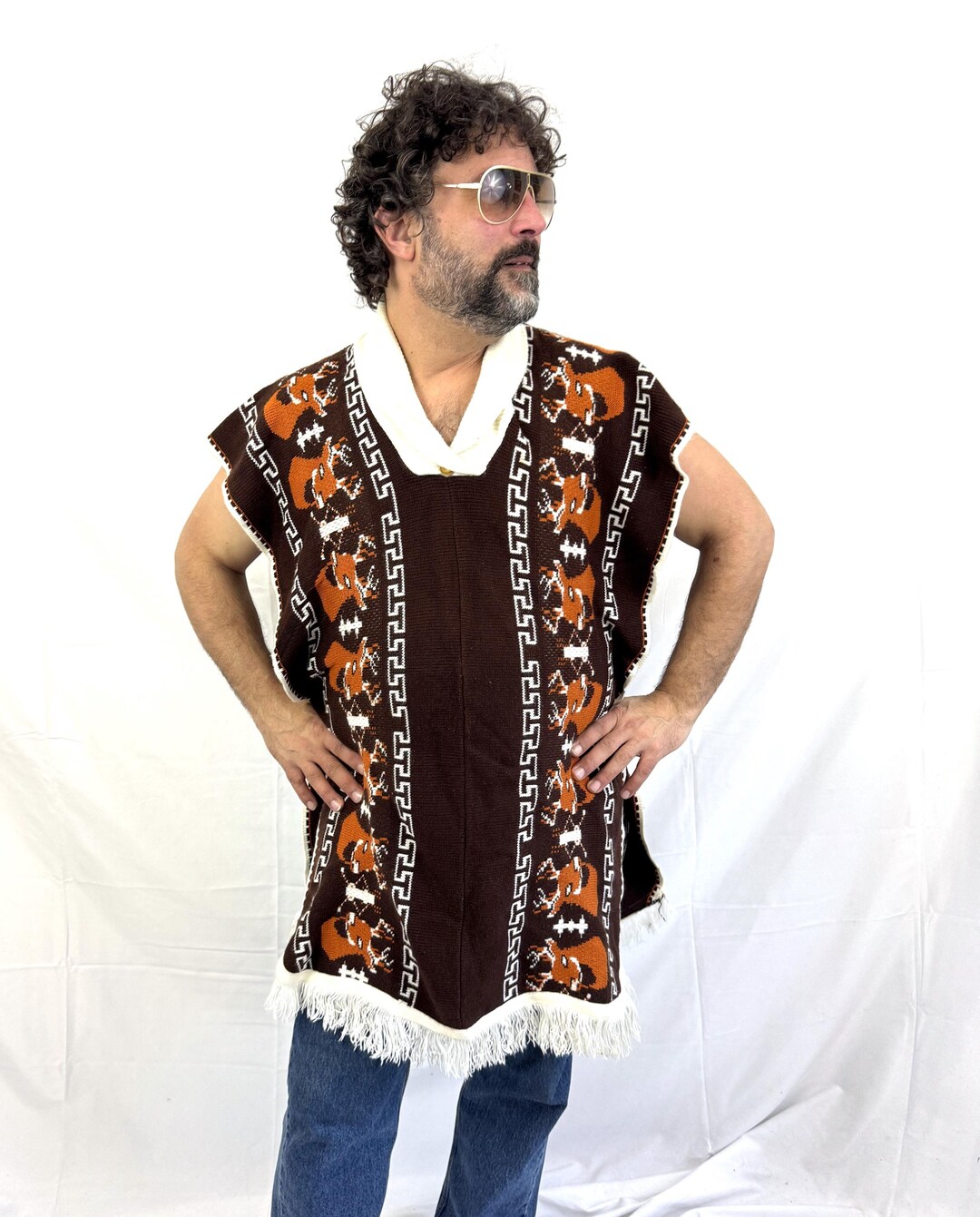 Vintage 1970s 70s Deer Antler WOW Poncho Rainbow - Etsy