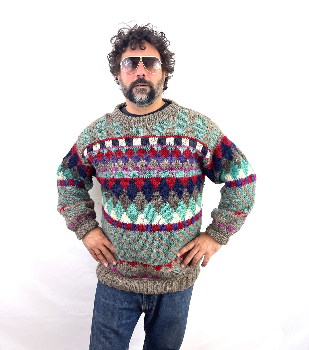 Vintage Oversized Ecuadorian Hand Crafted Wool Sweater - Woolies ...