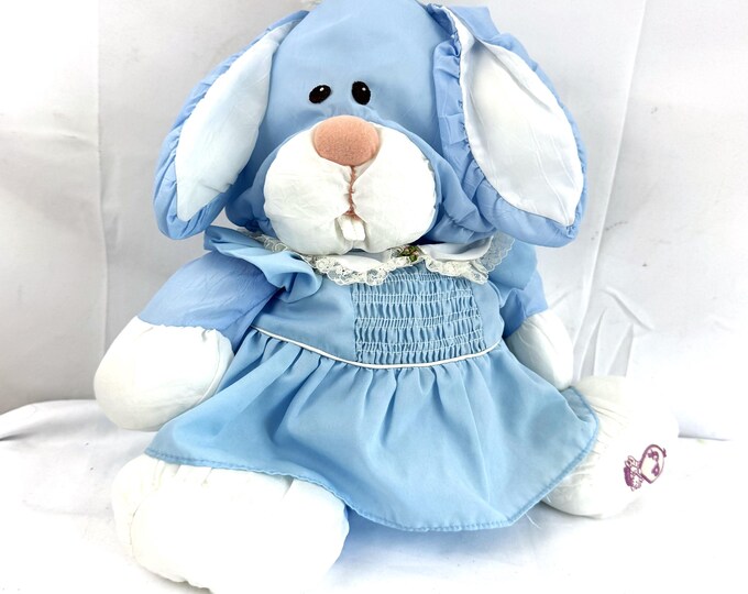 Vintage 80s Fisher Price Puffalump Blue Rabbit 1986 Bunny Stuffed Plush ...
