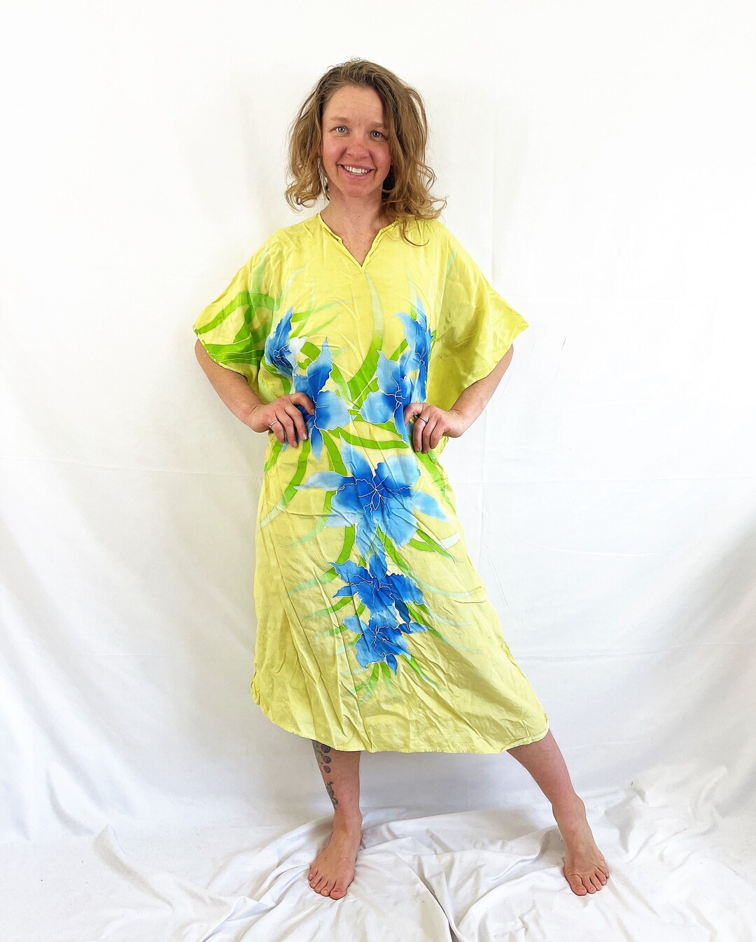 Vintage 1990s 90s Malaysian Rayon Batik Maxi Mumu Dress Made in ...